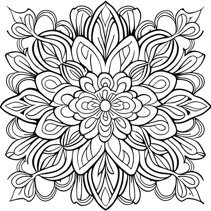 Floral Flower Pattern Outline Seamless Design Background_012 Stock ...