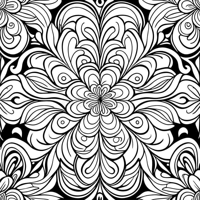 Floral Flower Pattern Outline Seamless Design Background_013 Stock ...