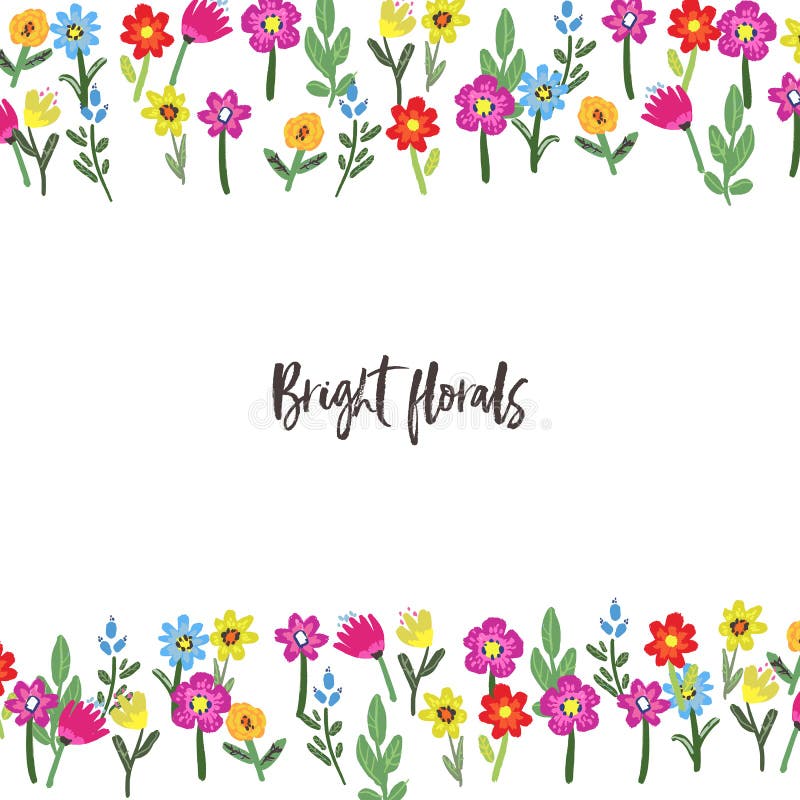 Vector Floral Frame. Bright Flowers Arrange in Border Stock Vector ...