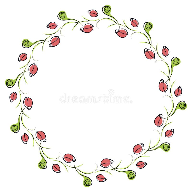 Vector Floral Frame. Cute Border in the Shape of Circle with Decorative ...