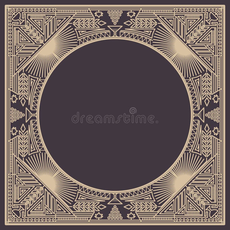 Vector Floral and Geometric Monogram Frame on Dark Gray Background ...