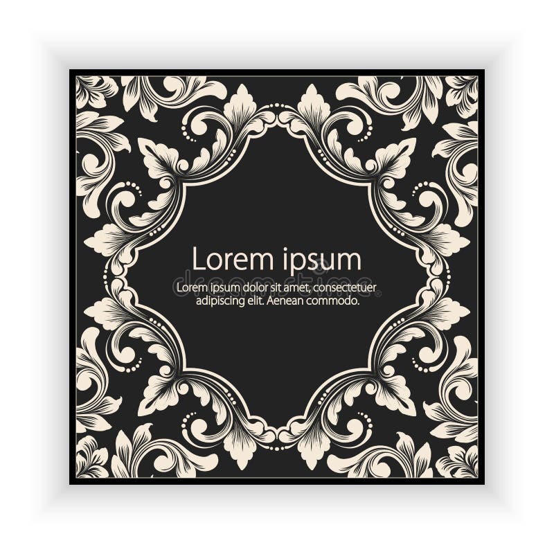 Vector Floral and Geometric Monogram Frame on Dark Gray Background ...