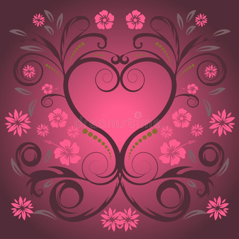 Floral heart design stock vector. Illustration of drawing - 3355396