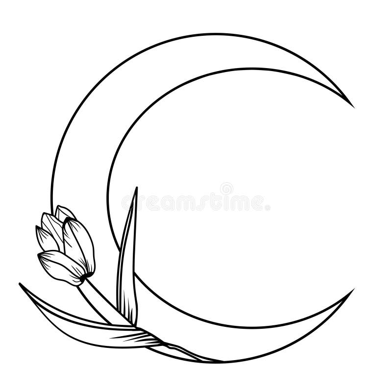 Vector Floral moon stock vector. Illustration of background - 312035446
