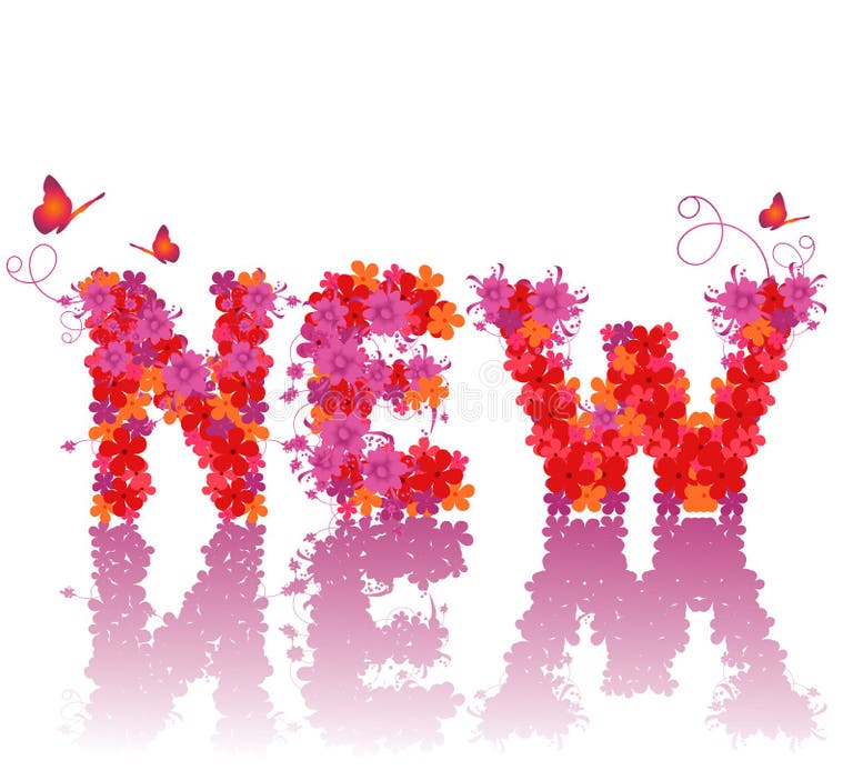 Vector floral New sign stock vector. Illustration of location - 8038961