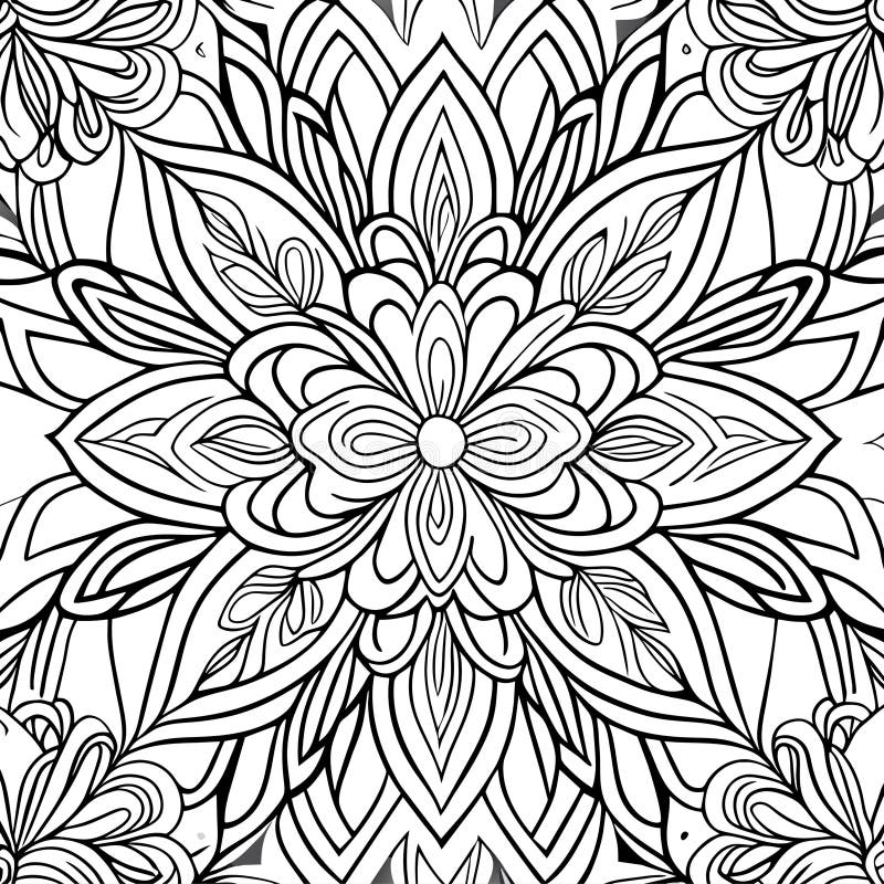 Floral Outline Pattern Seamless Design Background_06 Stock Vector ...