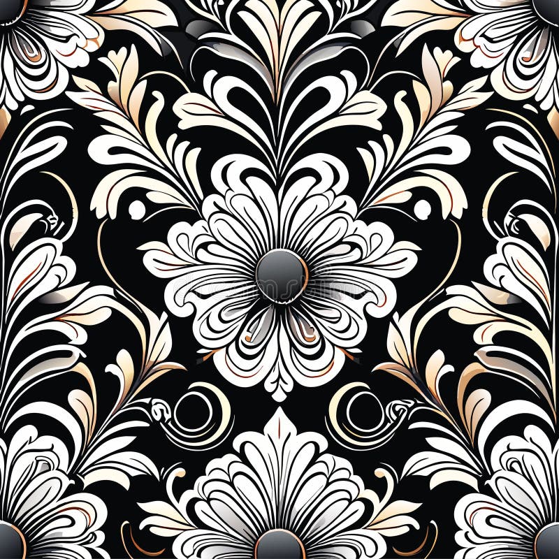 Floral Outline Pattern Seamless Design Background_040 Stock Vector ...