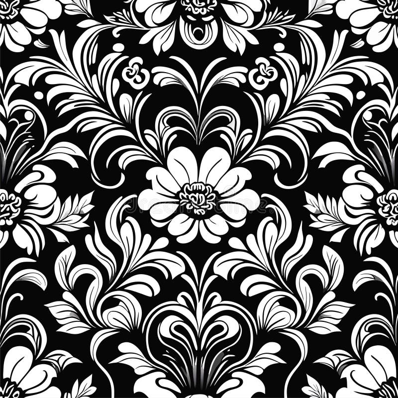 Floral Outline Pattern Seamless Design Background_065 Stock Vector ...