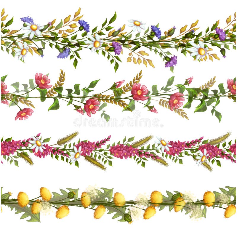 Vector Floral Pattern Brushes for Your Design Stock Vector ...