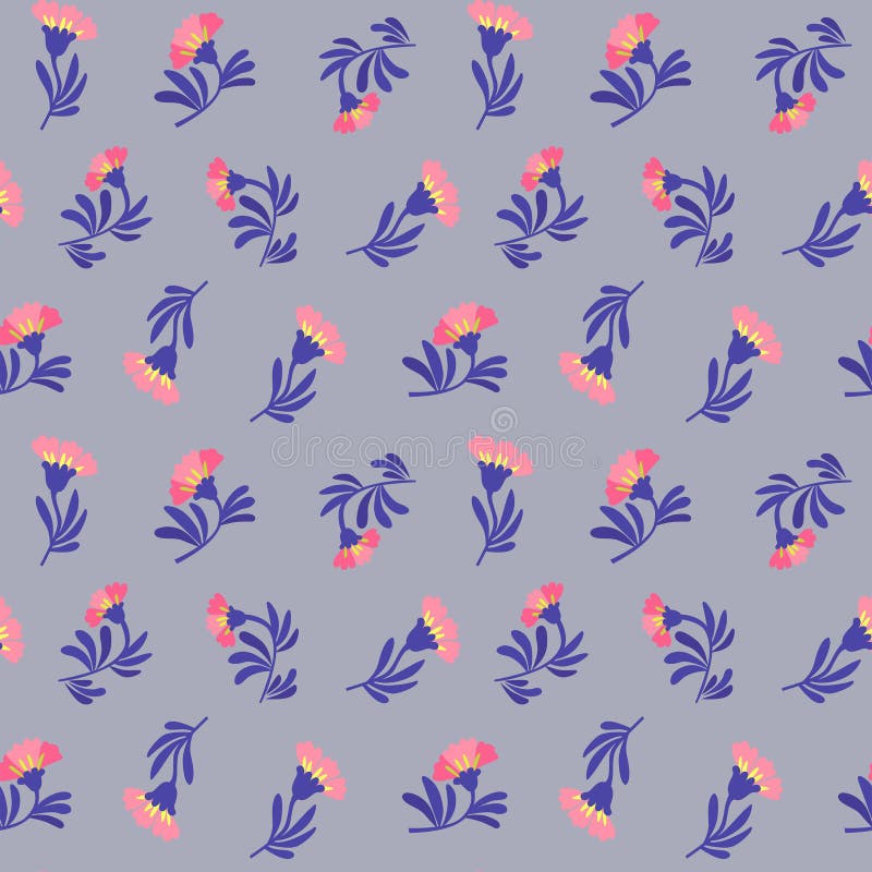 Vector Floral Pattern in Minimalistic Style with Cute Simple Stylized ...