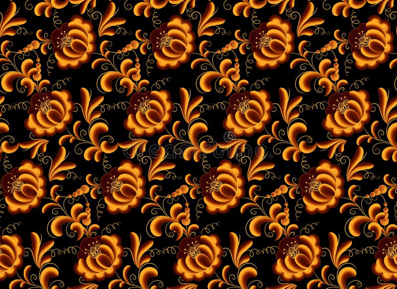 Vector Floral Pattern in Russian Hohloma Style Stock Vector ...