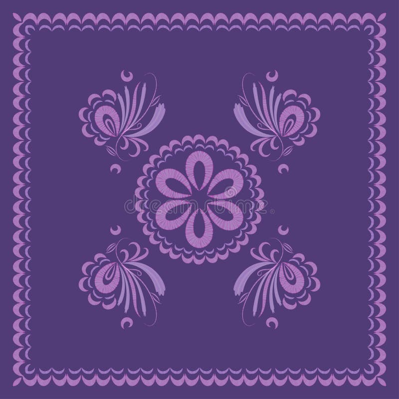 Vector Floral Pattern in a Square for Design of Hijab, Shawl, Scarf ...