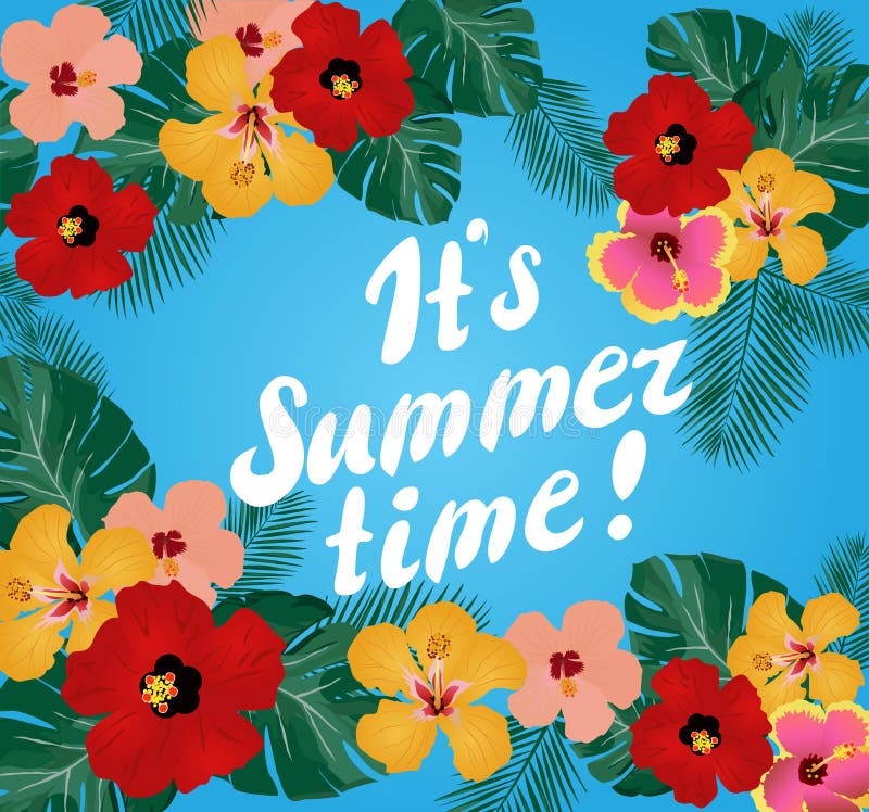 Vector Floral it`s Summer Time Stock Vector - Illustration of modern ...