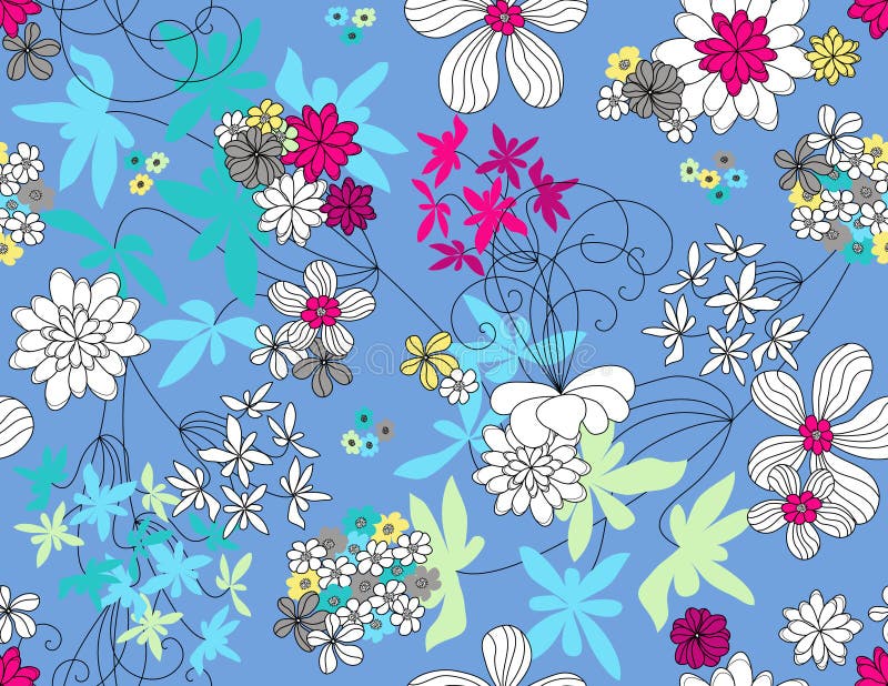 Funky Floral Seamless Repeat Pattern Stock Vector - Illustration of ...