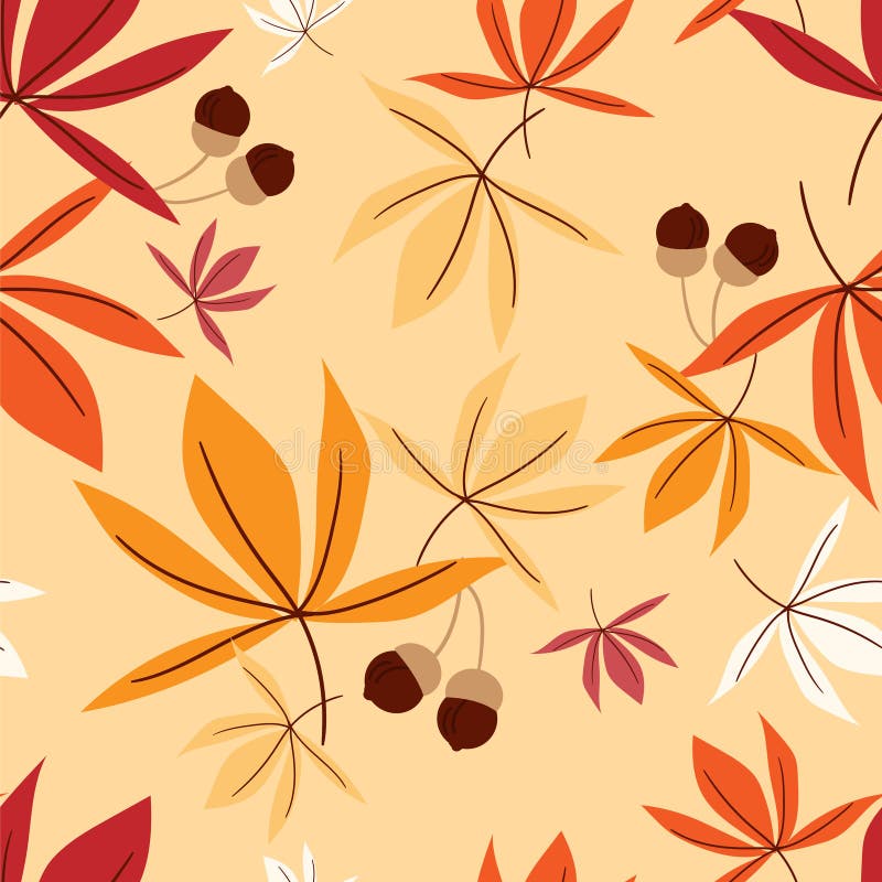 Vector Floral Seamless Pattern with Autumn Leaves Stock Vector ...