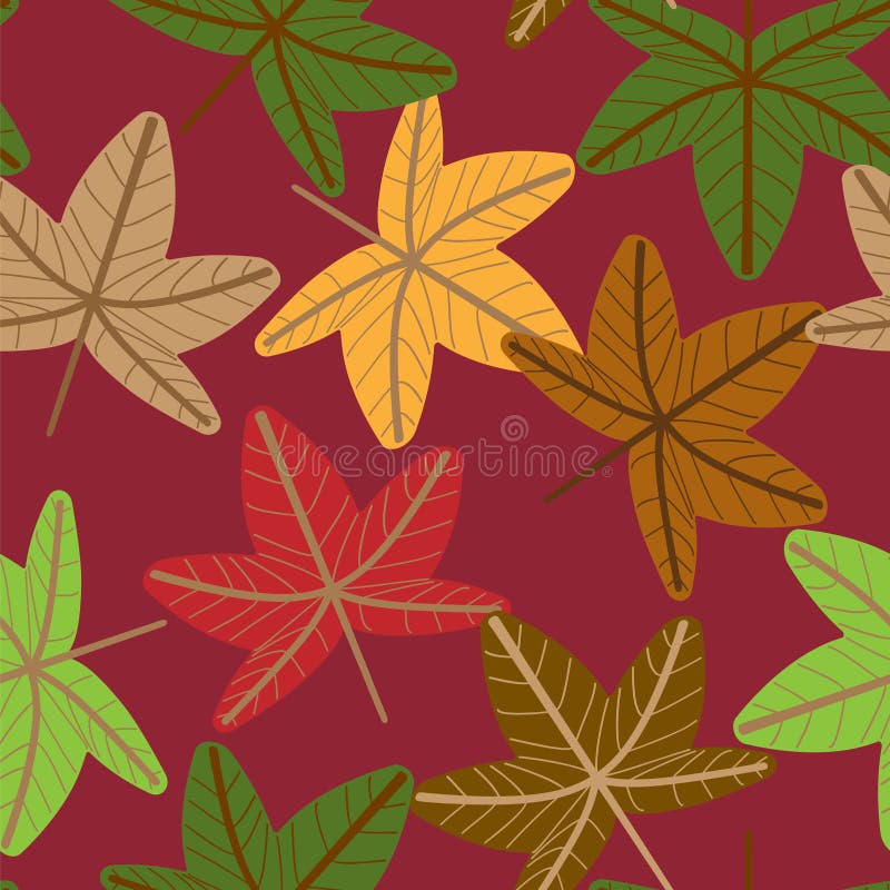 Vector Floral Seamless Pattern with Autumn Leaves Stock Vector ...