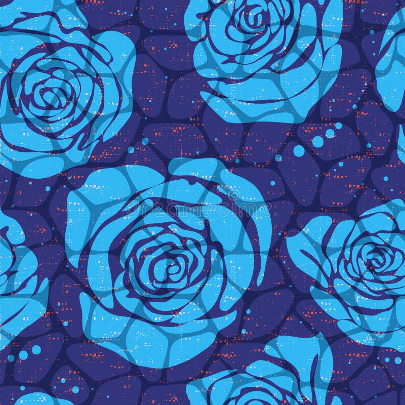 Vector Floral Seamless Pattern with Big Decorative Silhouette Rose ...