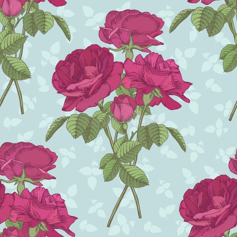 Vector Floral Seamless Pattern with Bouquets of Roses Stock Vector ...