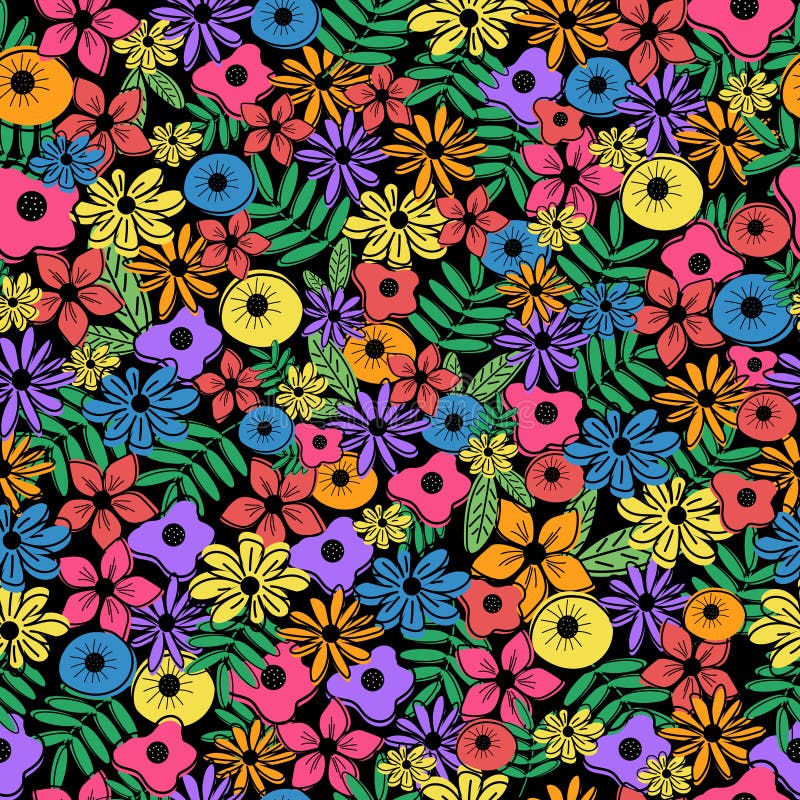 Vector Floral Seamless Pattern, Colourful Flower Seamless Pattern ...