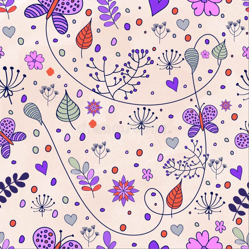 Vector Floral Seamless Pattern. Handrawn Botanical Stock Illustration ...