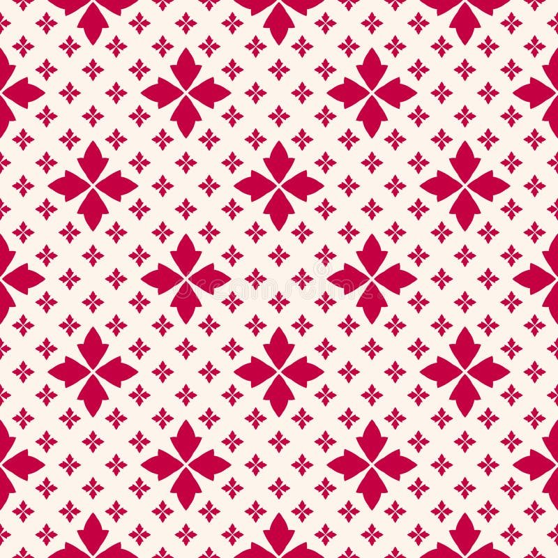 Vector Floral Seamless Pattern. Red and White Abstract Geometric ...