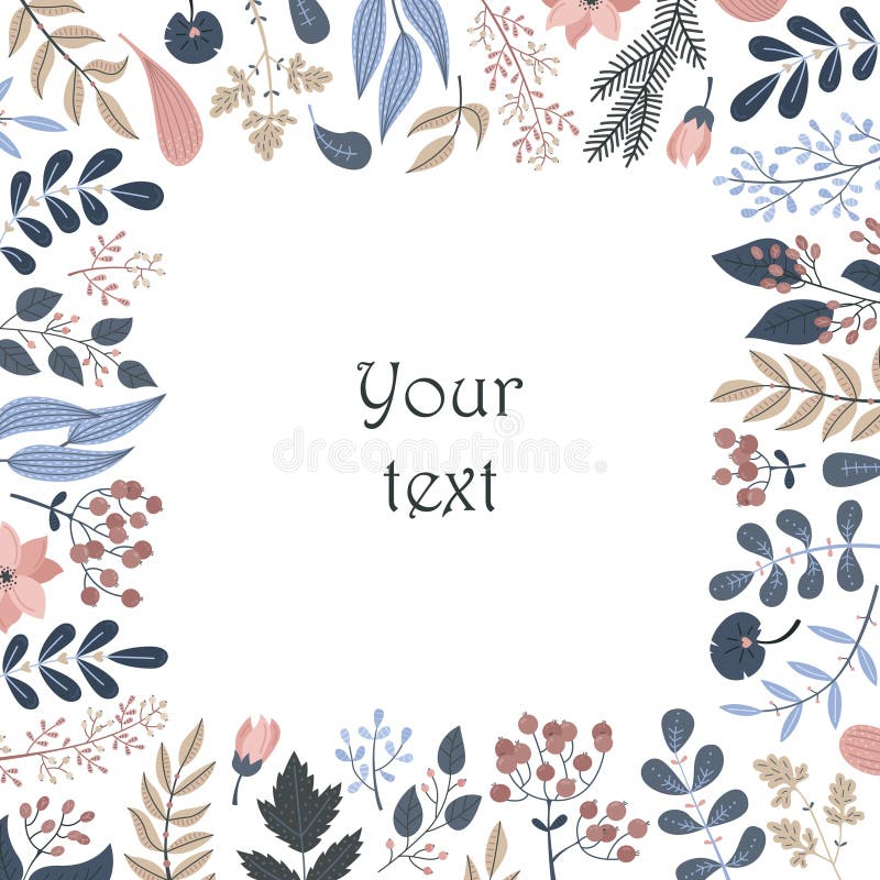 Vector Floral Template with a Place for Text. Botanical Illustration ...