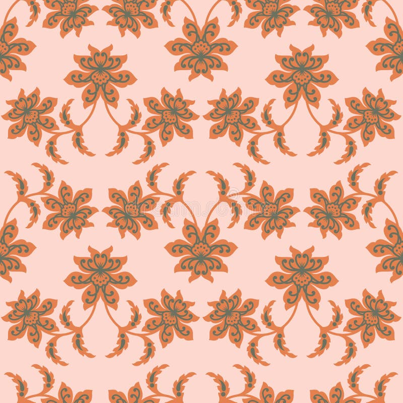 Vector Floral Vintage Damask Seamless Repeat Pattern Background Stock ...