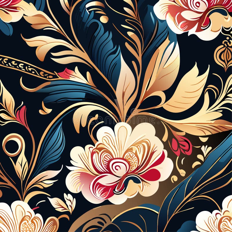 Floral Arts Pattern Design Seamless Illustion Background_037 Stock ...