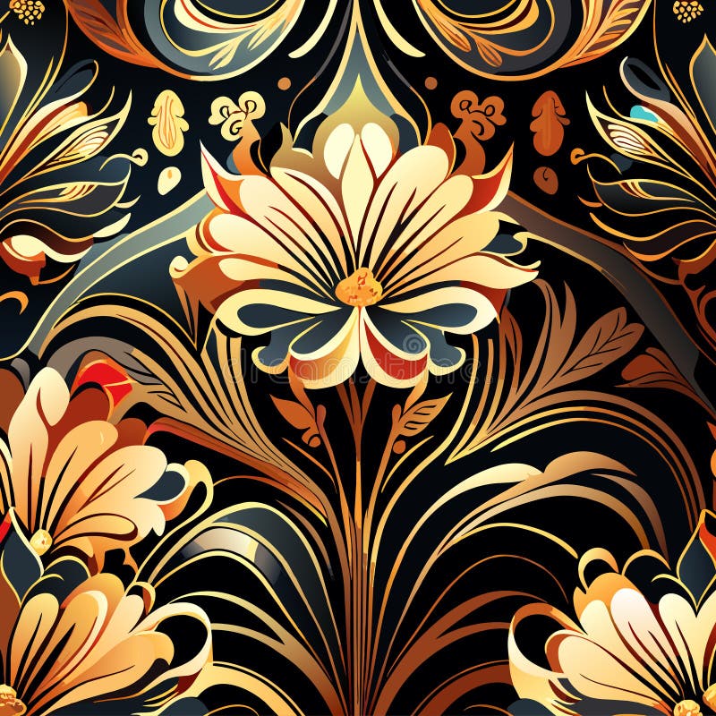 Floral Arts Pattern Design Seamless Illustion Background_0121 Stock ...