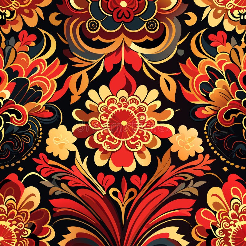 Floral Arts Pattern Design Seamless Illustion Background_0103 Stock ...