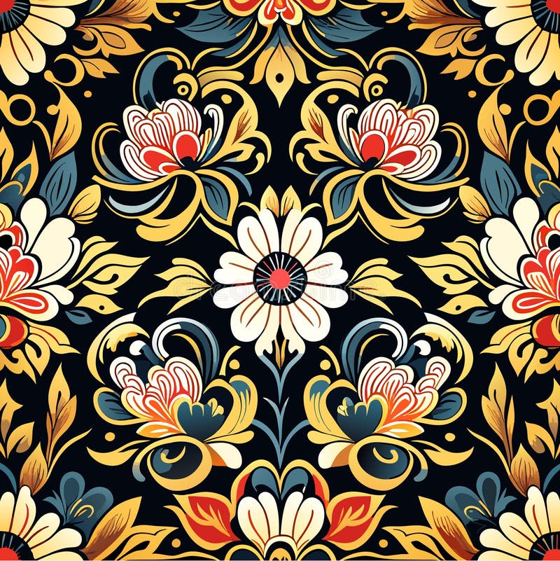 Floral Vintage Pattern Design Illustration Background_0116 Stock Vector ...