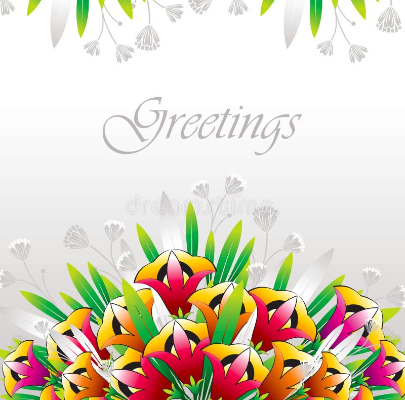 Vector Flower Greeting Card Stock Vector - Illustration of blossom ...