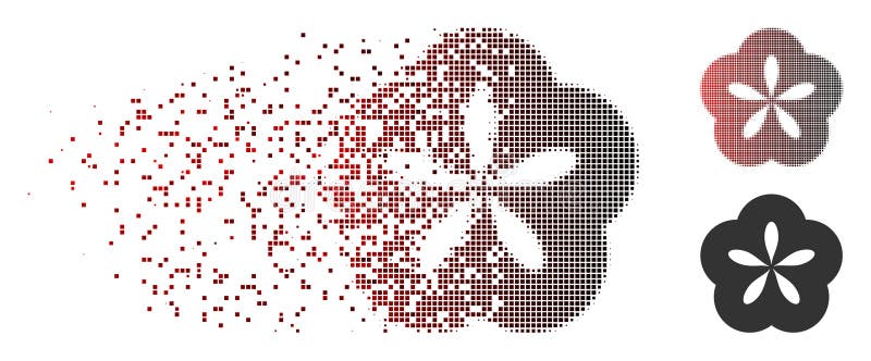Decomposed Pixel Halftone Flower Icon Stock Vector - Illustration of ...