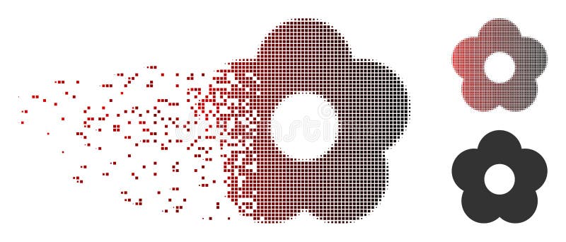 Fragmented Pixel Halftone Flower Icon Stock Vector - Illustration of ...