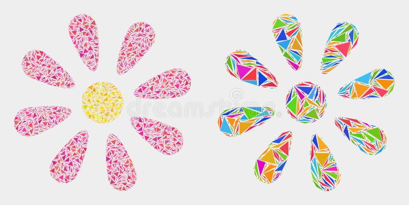 Vector Flower Mosaic Icon of Triangle Elements Stock Vector ...