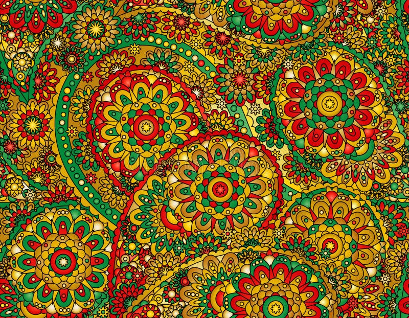 Vector Flower Paisley Seamless Pattern Element. Elegant Texture for ...