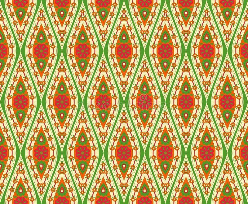 Flower and Paisley Seamless Pattern on Green. Seamless Paisley Pattern ...