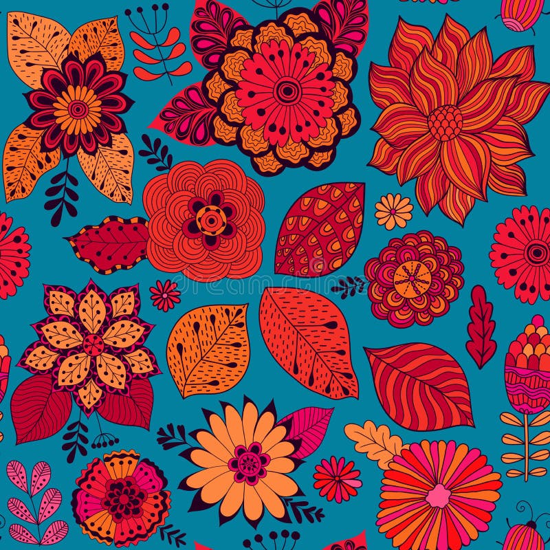 Vector Flower Pattern. Colorful Seamless Botanic Texture, Detailed ...