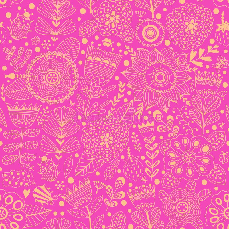 Vector Flower Pattern. Seamless Botanic Texture, Detailed Flowers ...