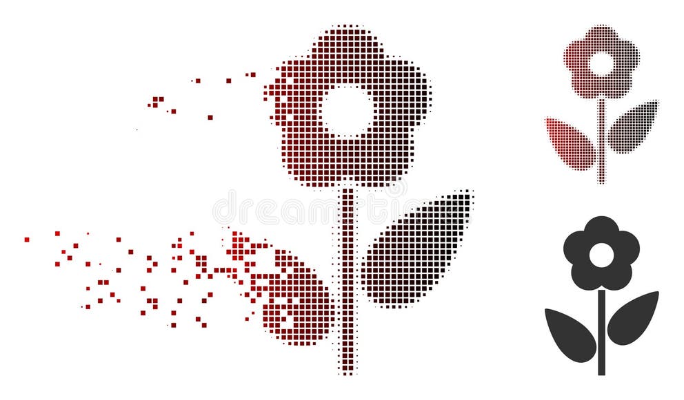 Fragmented Pixel Halftone Flower Plant Icon Stock Vector - Illustration ...