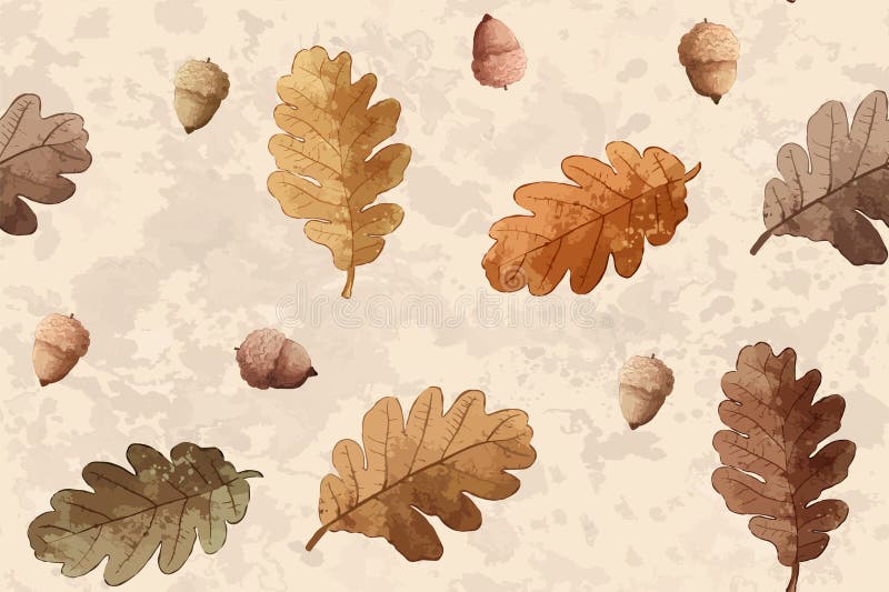 Vector Flower Seamless Acorn Watercolor Pattern Element. Elegant ...