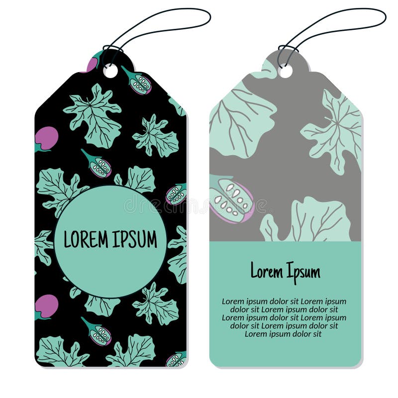 Vector Flowers and Leaves Vertical Round Frame Pattern Tags Set ...