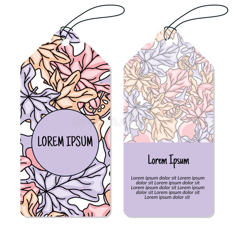 Vector Flowers and Leaves Vertical Round Frame Pattern Tags Set ...