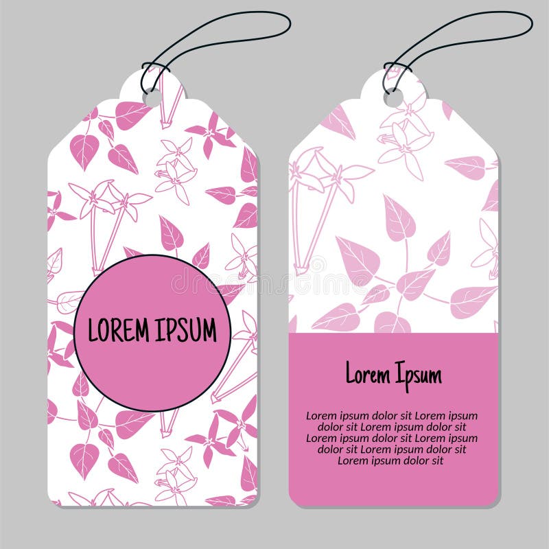 Vector Flowers and Leaves Vertical Round Frame Pattern Tags Set ...