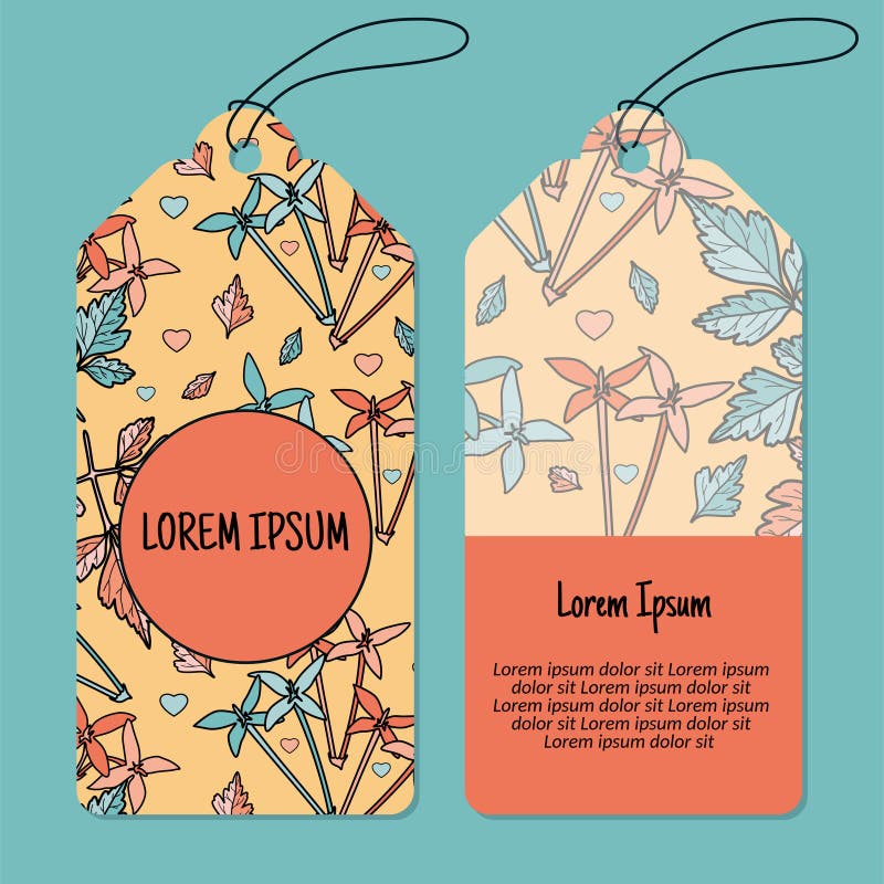 Vector Flowers and Leaves Vertical Round Frame Pattern Tags Set ...