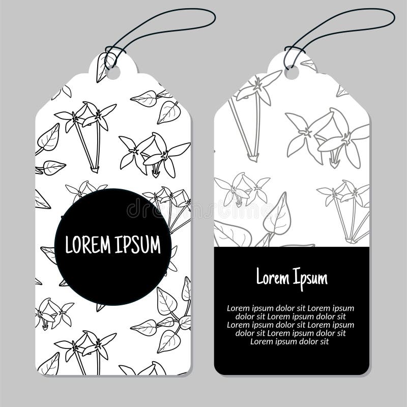 Vector Flowers and Leaves Vertical Round Frame Pattern Tags Set ...