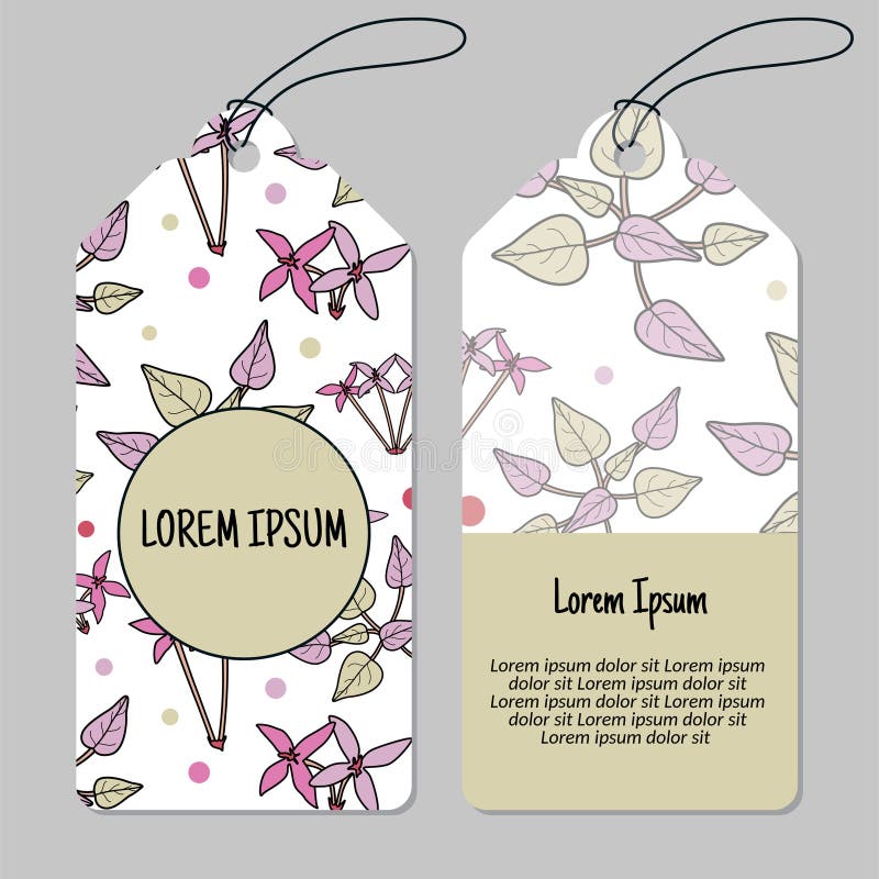 Vector Flowers and Leaves Vertical Round Frame Pattern Tags Set ...