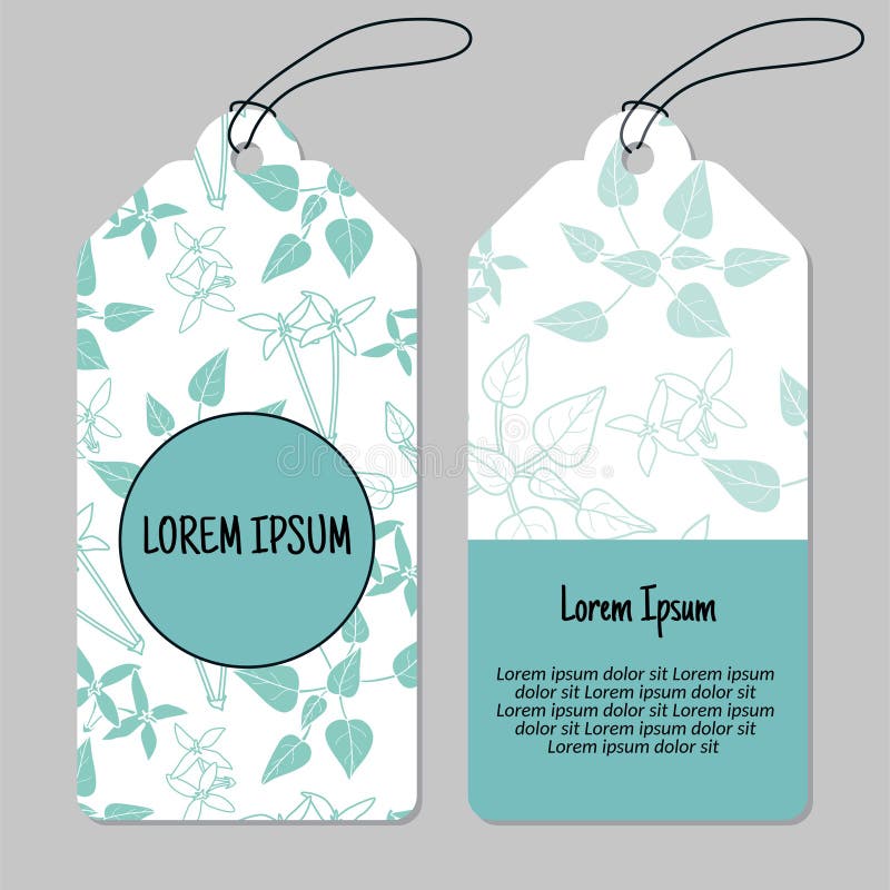 Vector Flowers and Leaves Vertical Round Frame Pattern Tags Set ...