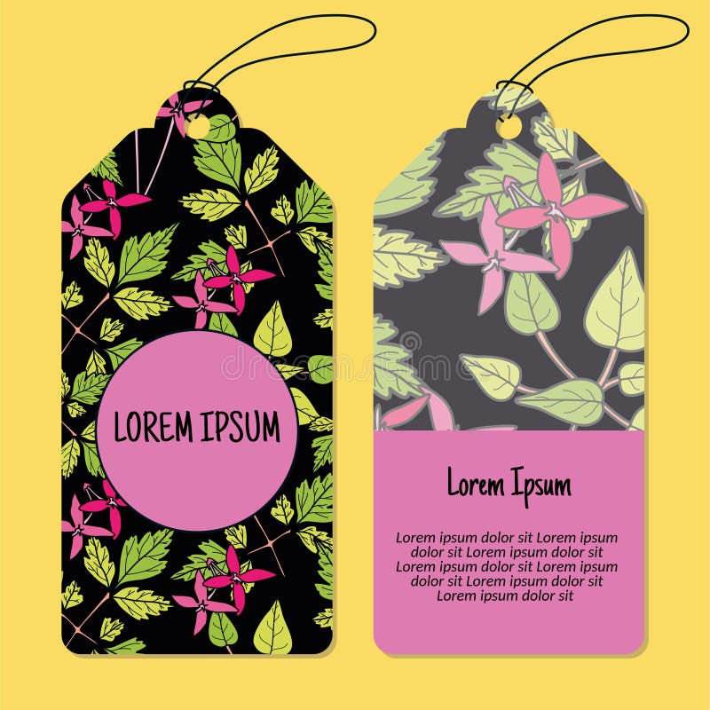 Vector Flowers and Leaves Vertical Round Frame Pattern Tags Set ...