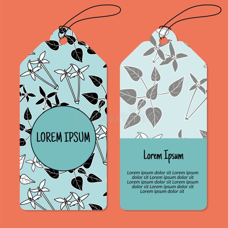 Vector Flowers and Leaves Vertical Round Frame Pattern Tags Set ...